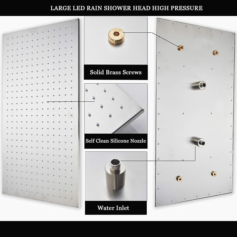 Senlesen Rain Fixed Shower Head 2 5 Gpm Gpm With Temperature Based Led